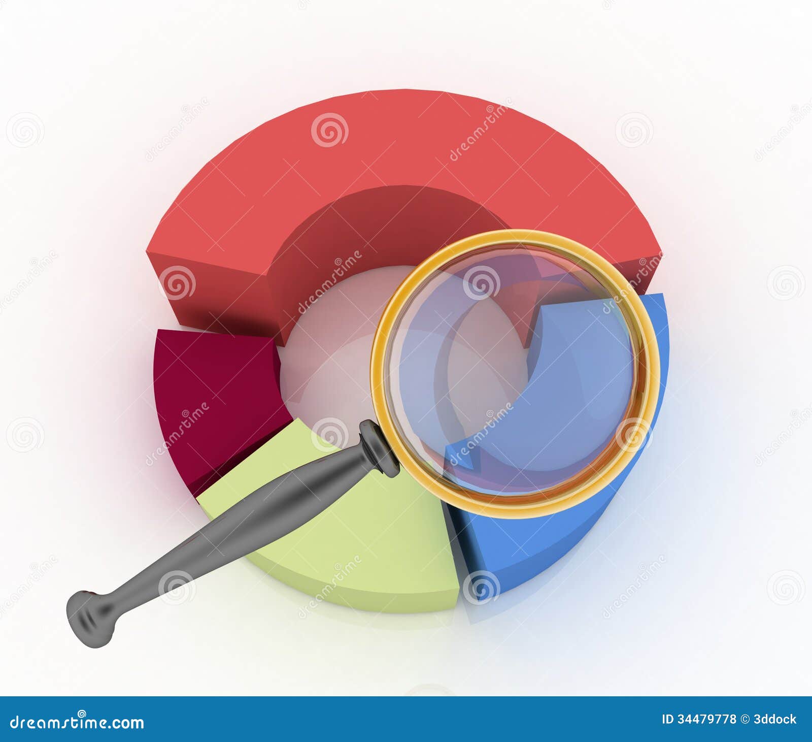 Magnifier Enlarges the Circular Chart Stock Illustration - Illustration ...