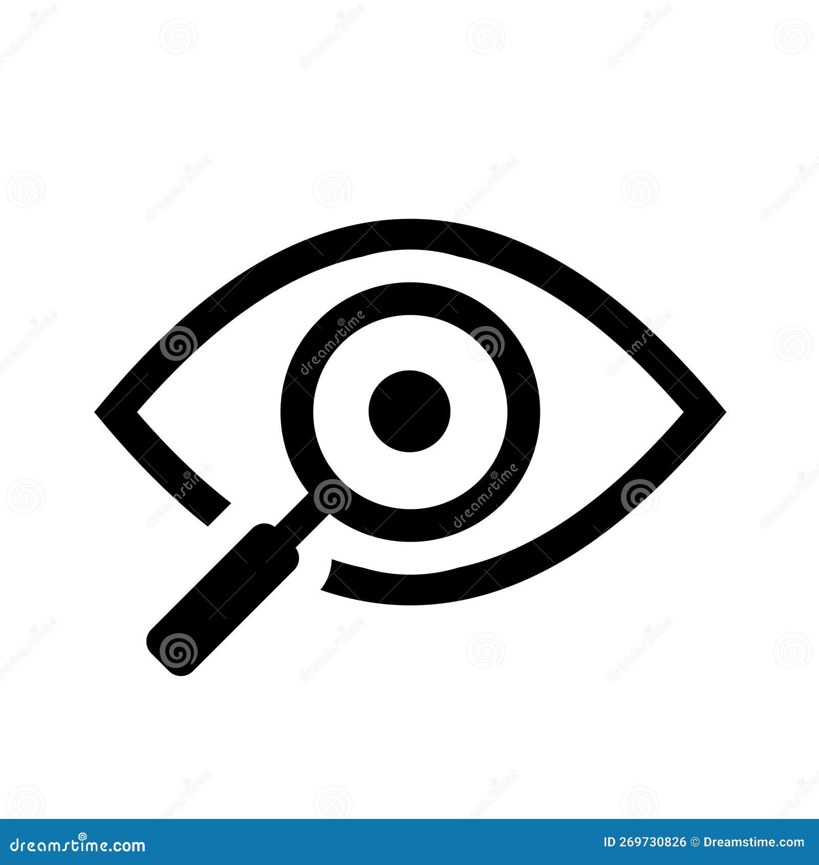 Magnifier with Eye Outline Icon Stock Vector - Illustration of diagram ...