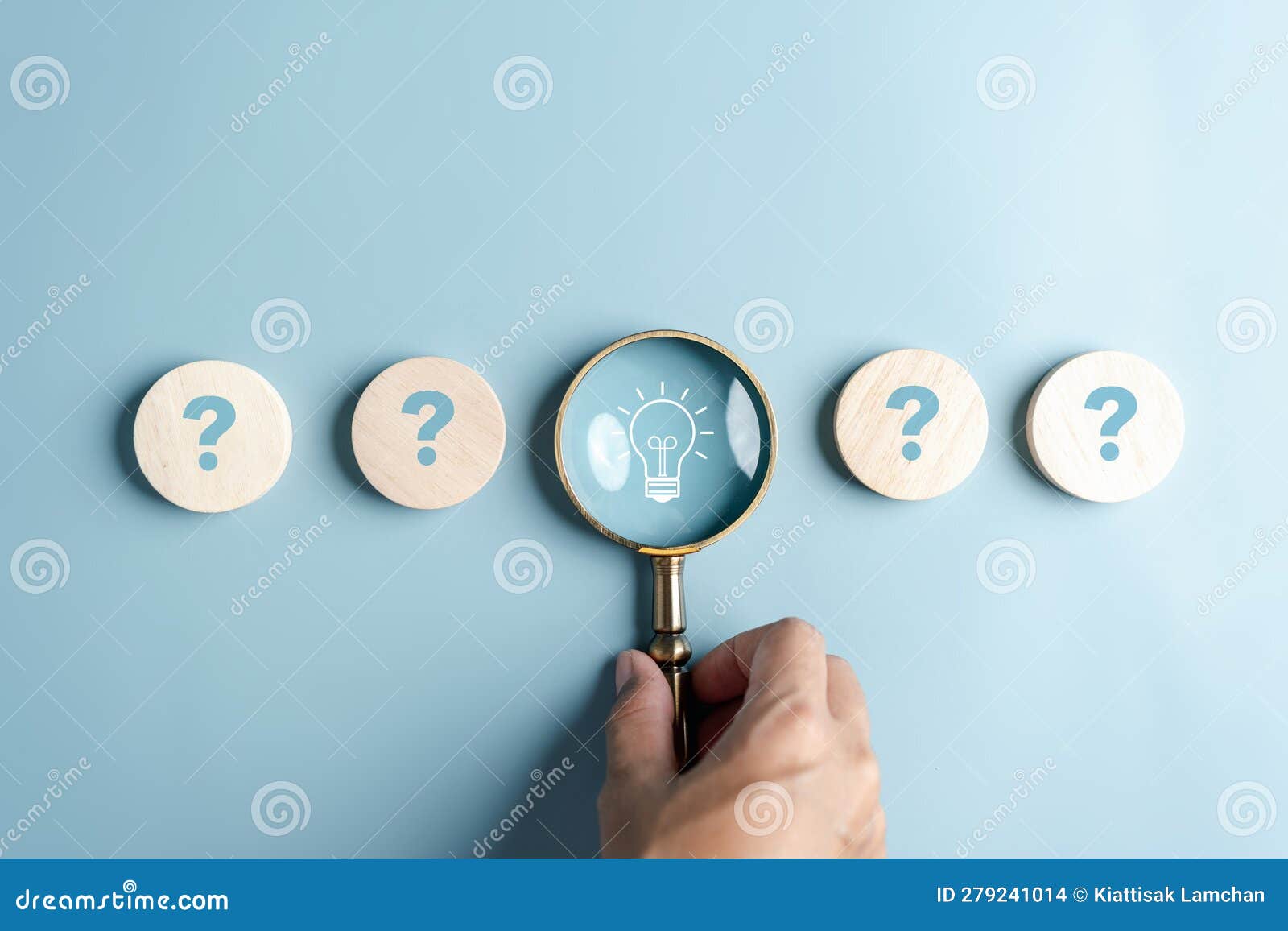 Magnifier Focus To Light Bulb Which among Question Icon. Target ...