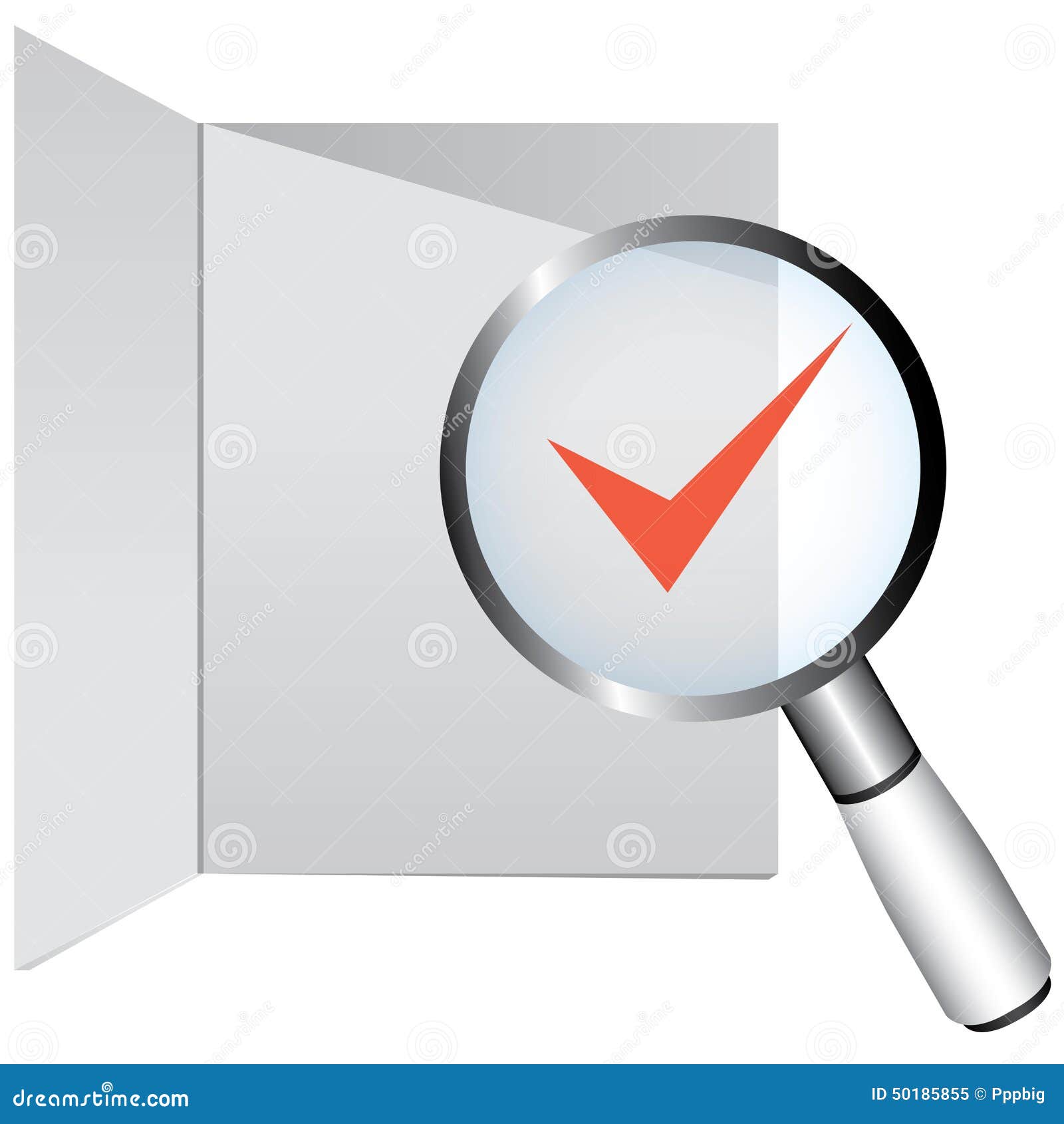 Magnifier Glass and Check Mark Stock Illustration - Illustration of ...