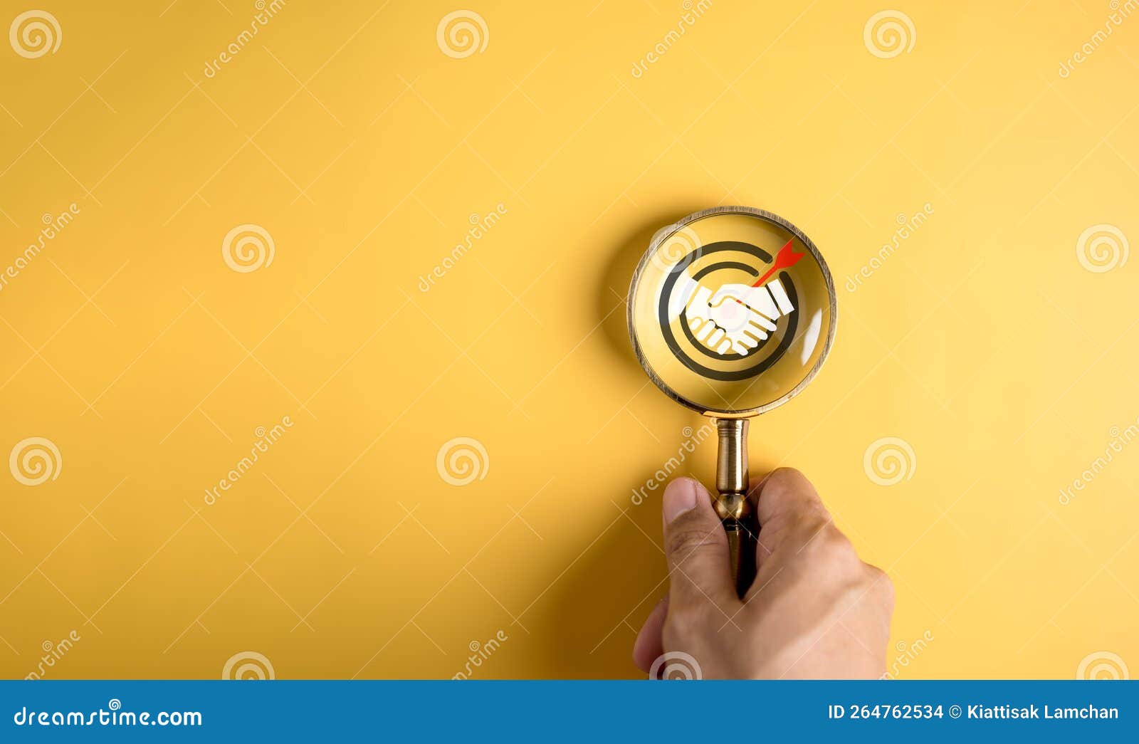 Magnifier Glass Focus To Target and Handshake Icon Which for Planning ...