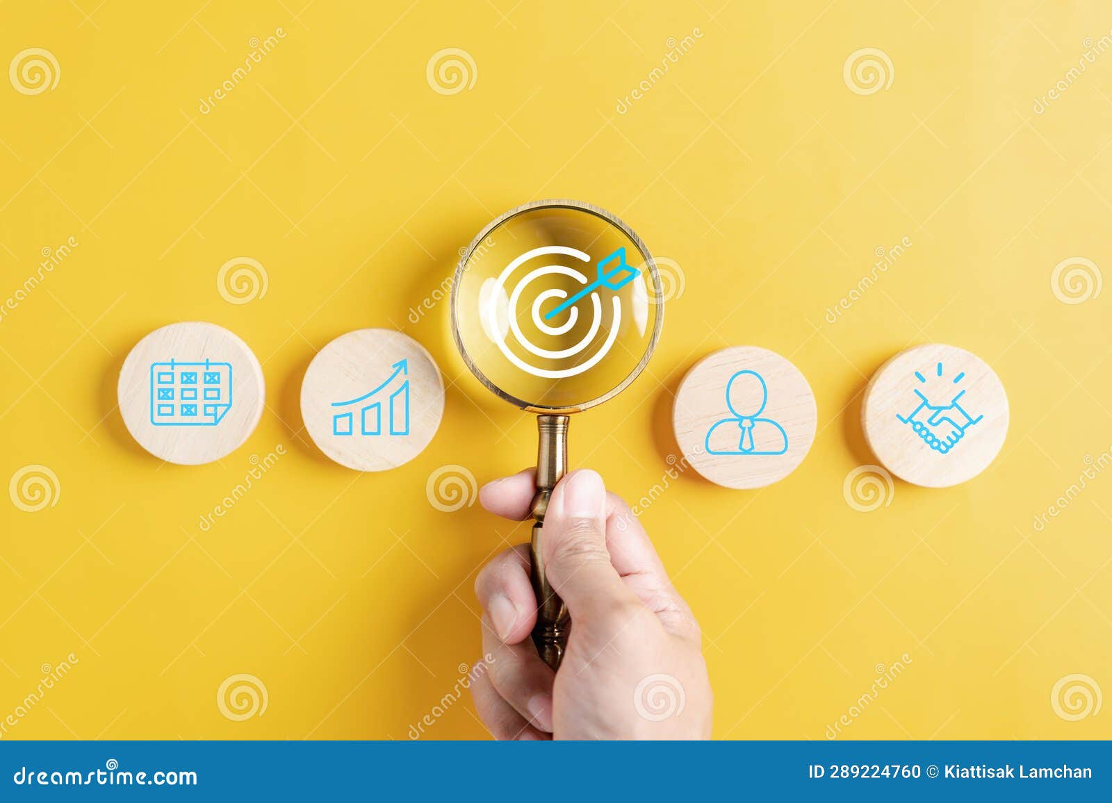 Magnifier Glass Focus To Target Icon Which for Planning Development Leadership Stock Photo ...