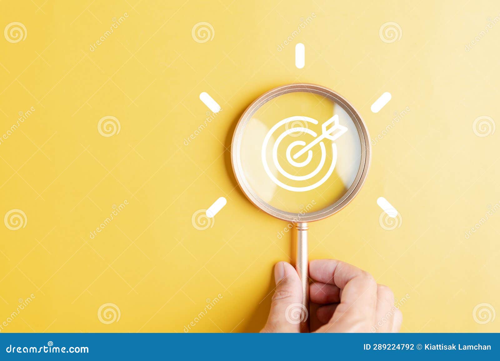 Magnifier Glass Focus To Target Objective with Idea Creative Light Bulb ...