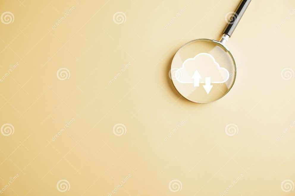 Focus on Cloud Big Data through a Magnifier Glass Stock Image - Image ...