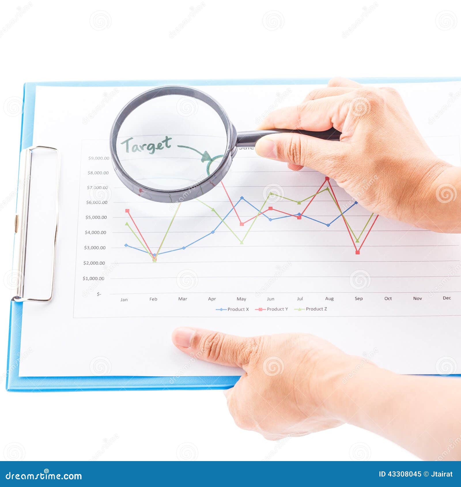 Magnifier and graphs. stock image. Image of improvement - 43308045