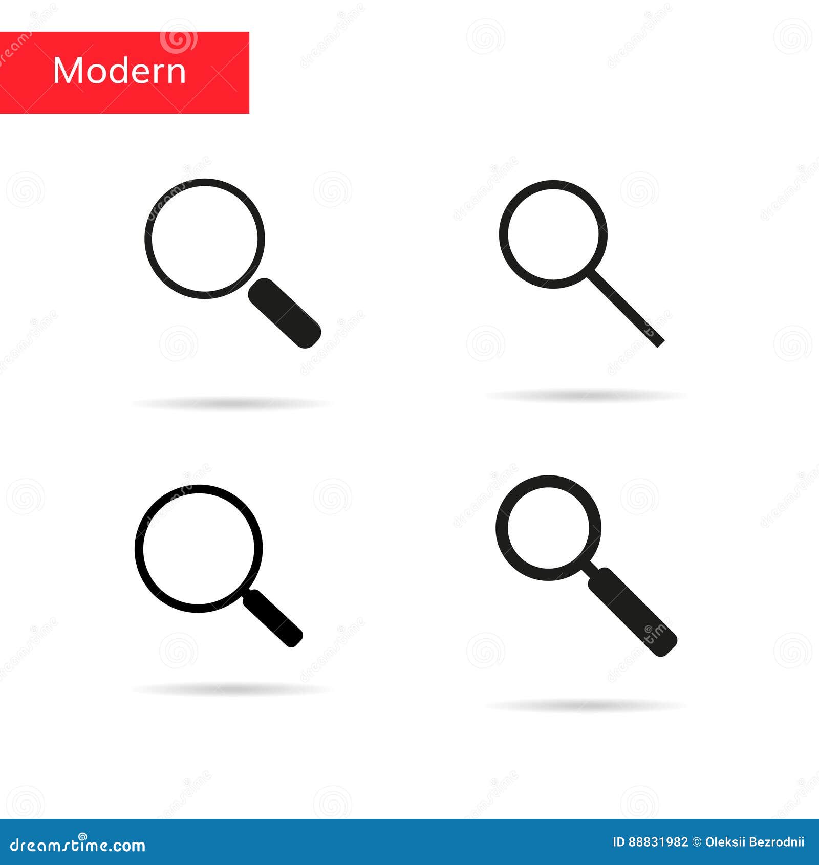 Magnifier icon set stock vector. Illustration of look - 88831982