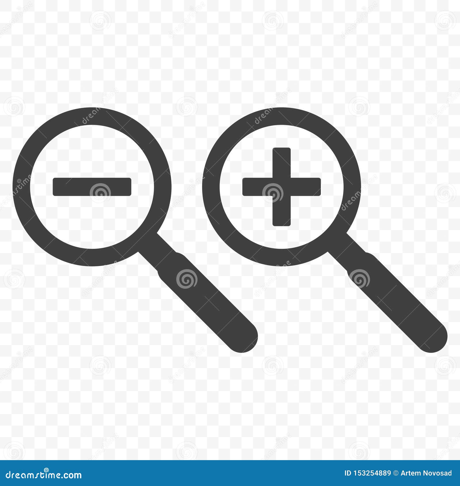 Magnifier Icon. Symbol Increase and Decrease. Vector on Transparent Background. Stock Vector ...