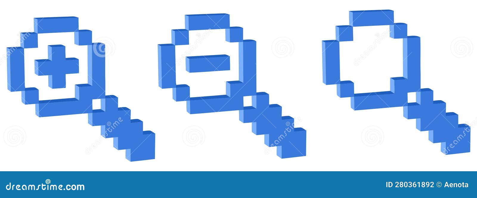 Magnifier Icons of 3D Pixel Art for Design Project Stock Vector ...