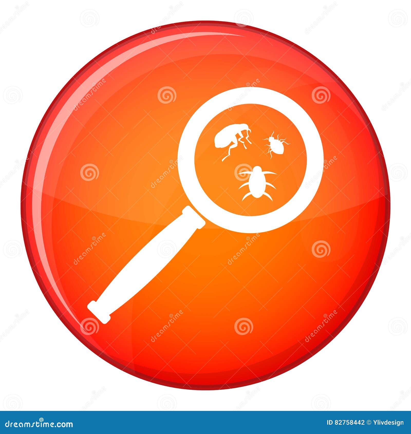 Magnifier and Insects Icon, Flat Style Stock Vector - Illustration of ...