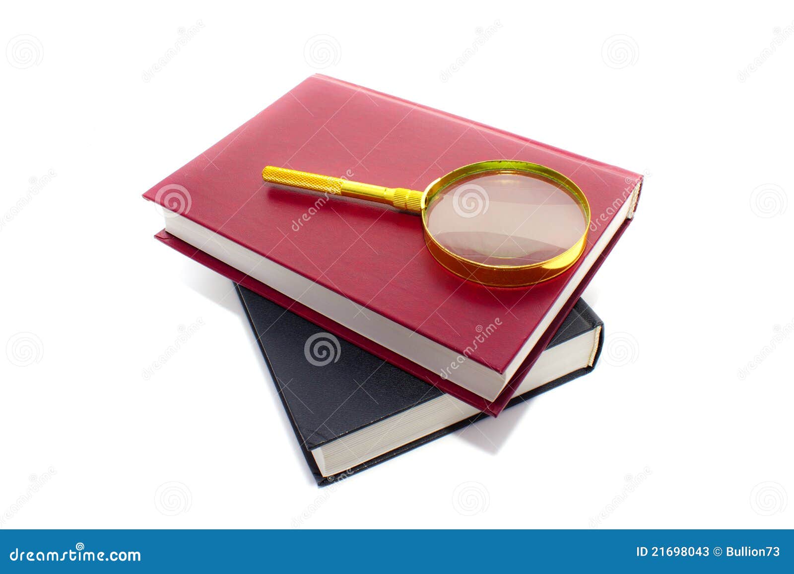 Magnifier Lens and Pile of Books Stock Image - Image of retro ...