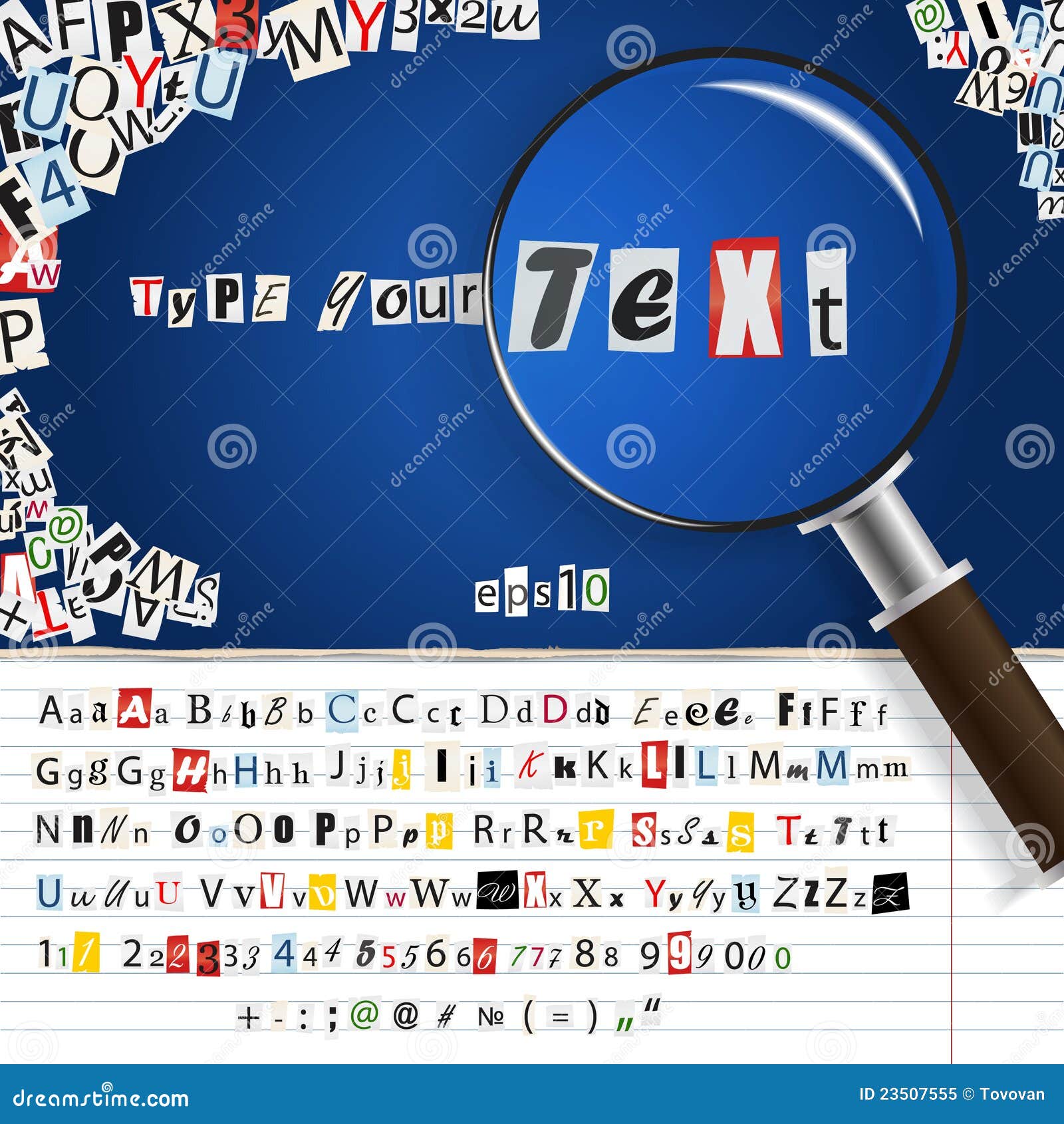 Magnifier and letters stock vector. Illustration of business - 23507555