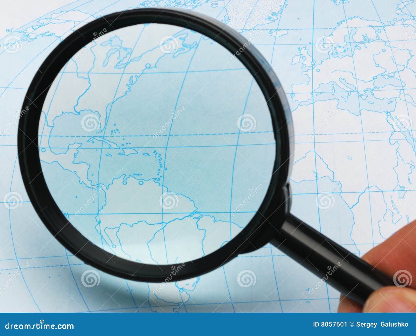 Magnifier and map stock image. Image of equator, cartography - 8057601