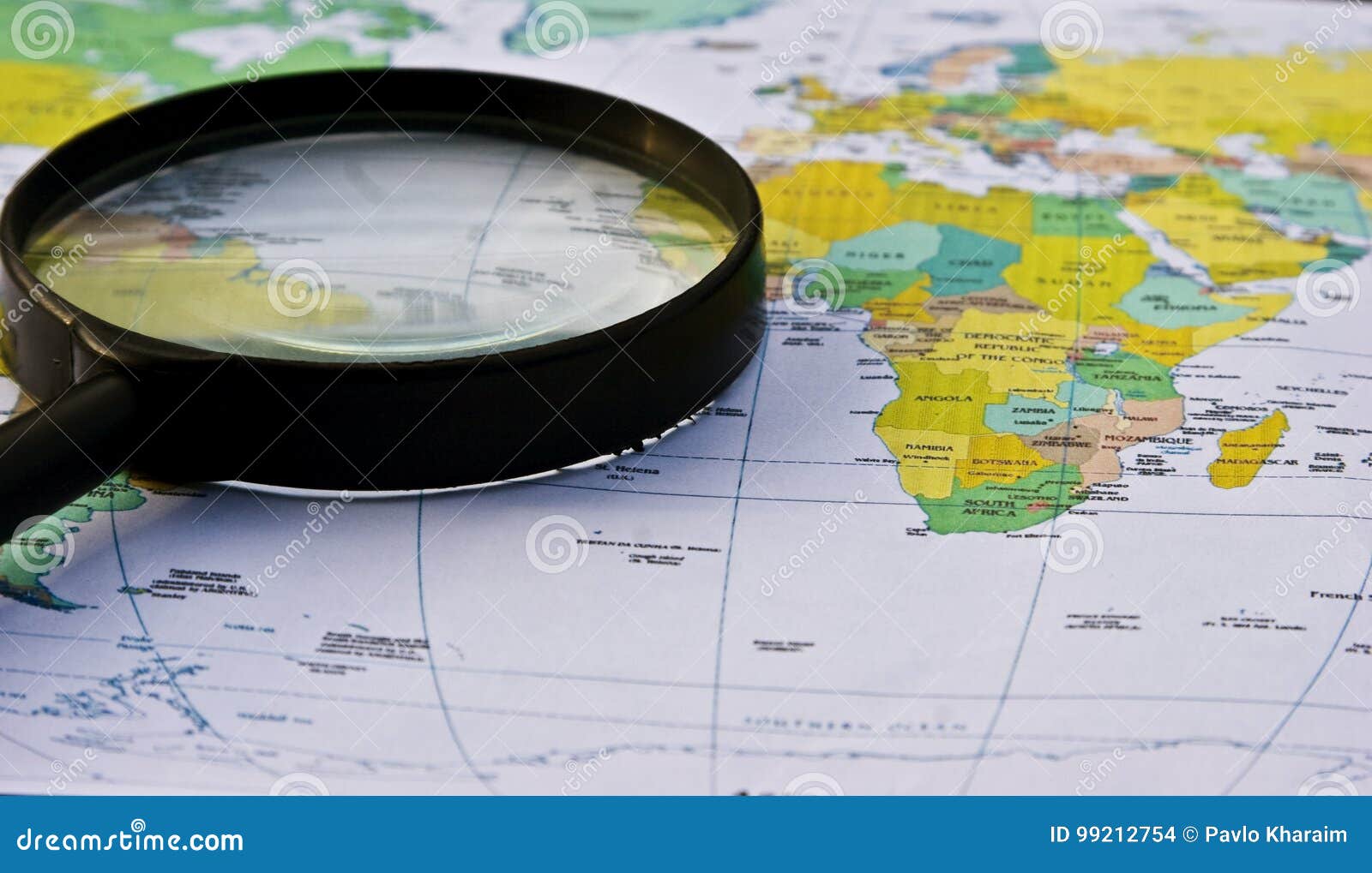 Magnifier on the Map of the Countries of the World from Above Stock ...