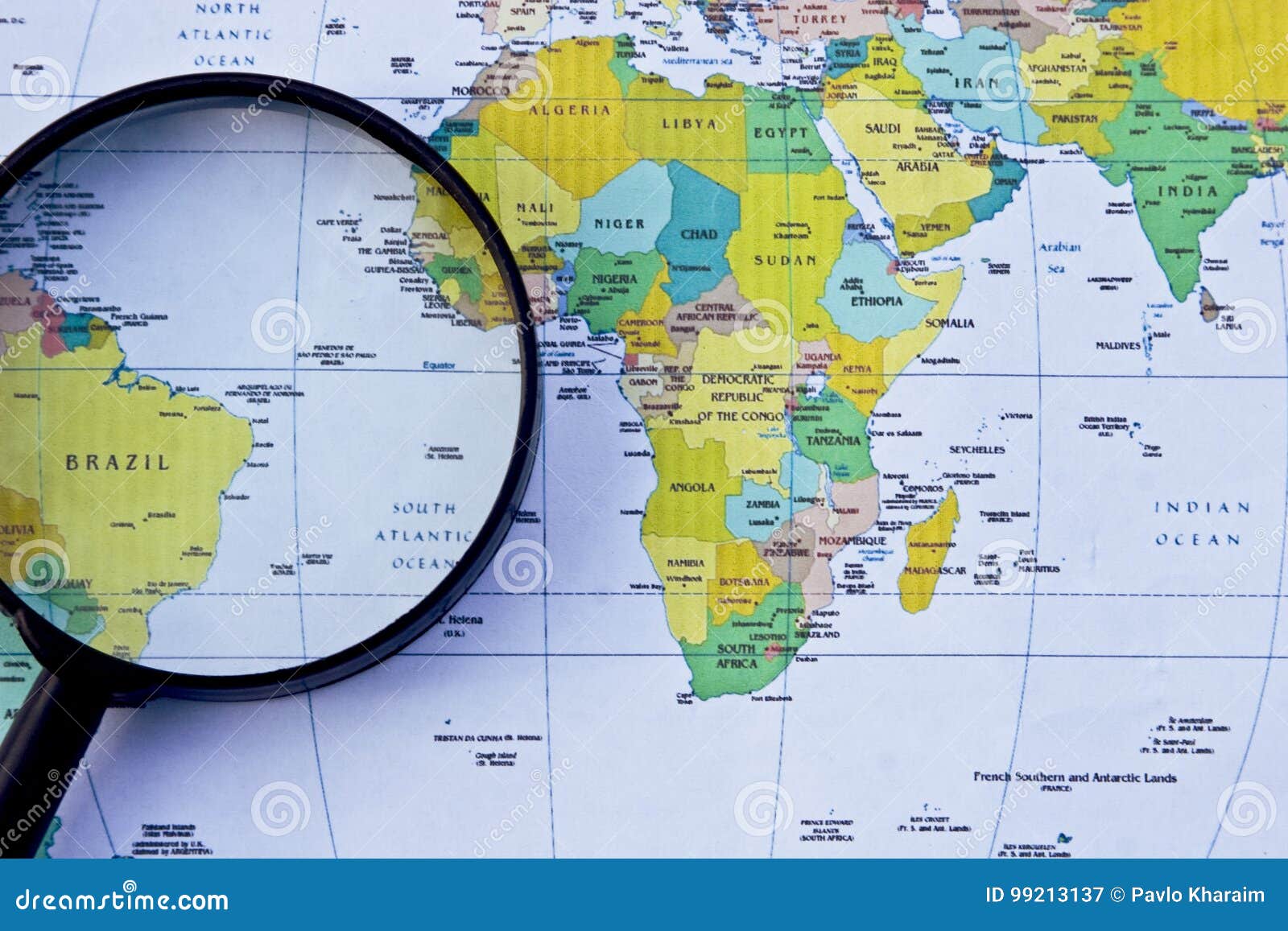 Magnifier on the Map of the Countries of the World from Above 2 Stock ...