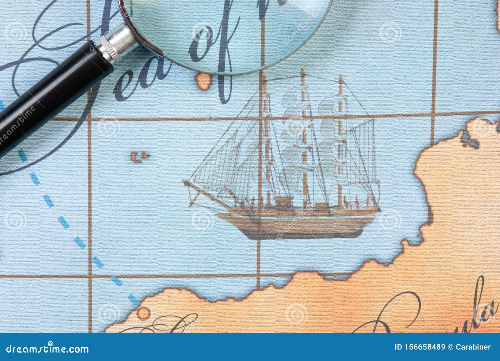 Magnifier on map stock image. Image of hiking, geography - 156658489