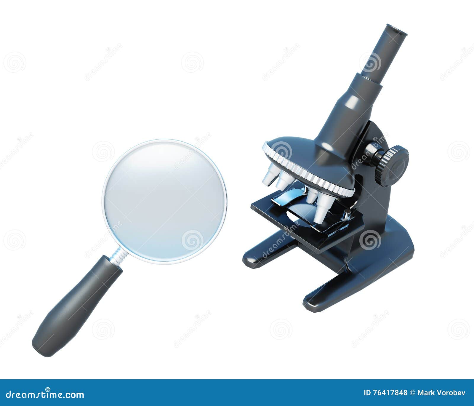 Magnifier and Microscope on a White Background. 3d Rend Stock ...
