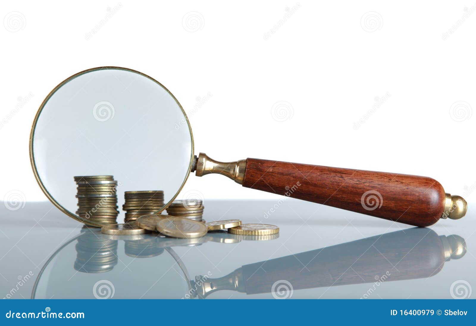 Magnifier and money stock image. Image of glass, magnifier - 16400979