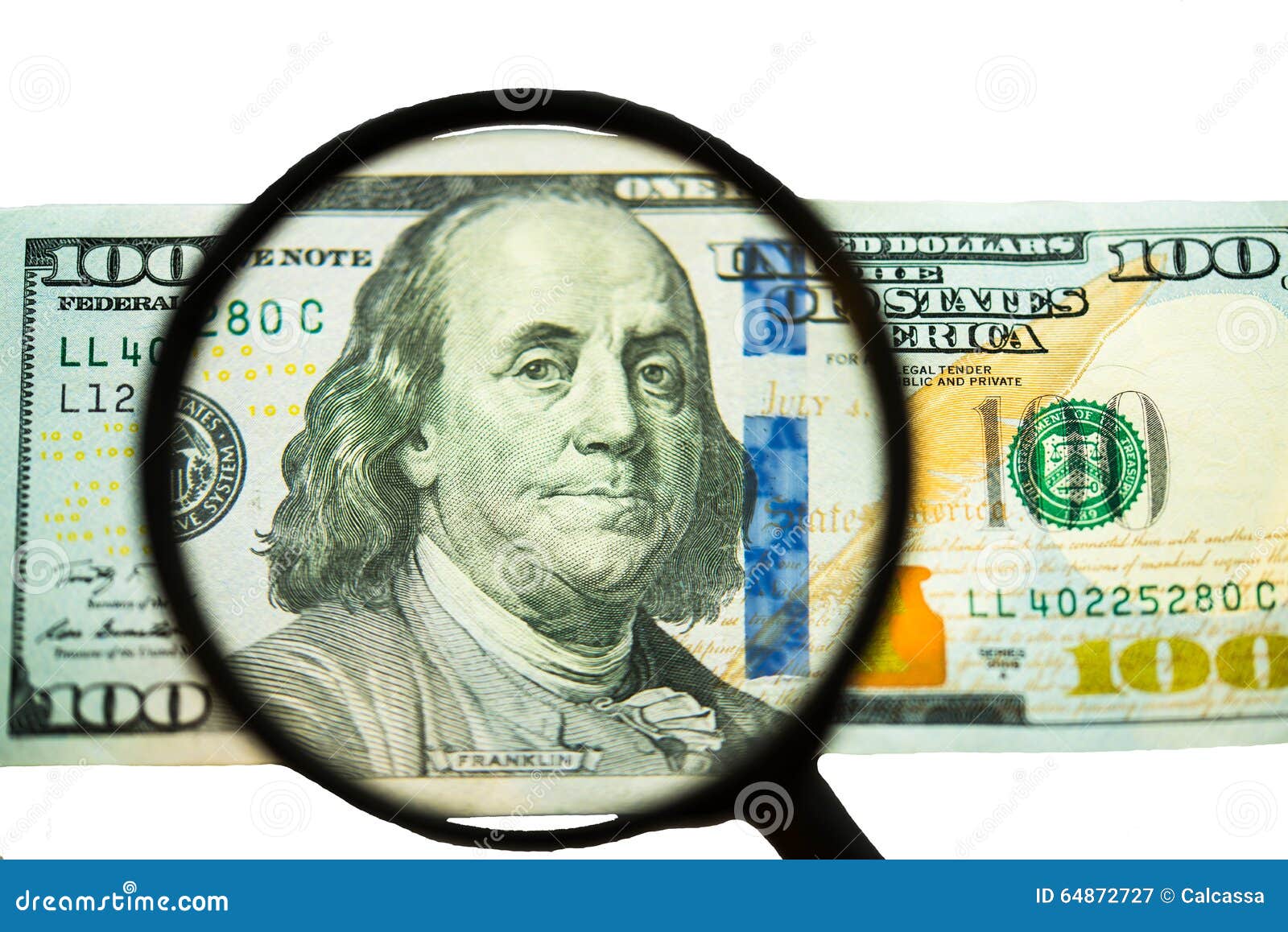 Magnifier on money. stock image. Image of american, money - 64872727
