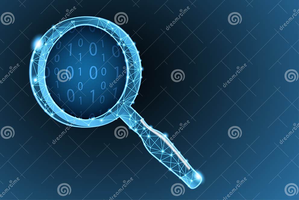 Magnifier Over a Binary Code of Numbers Zero and One Stock Vector ...