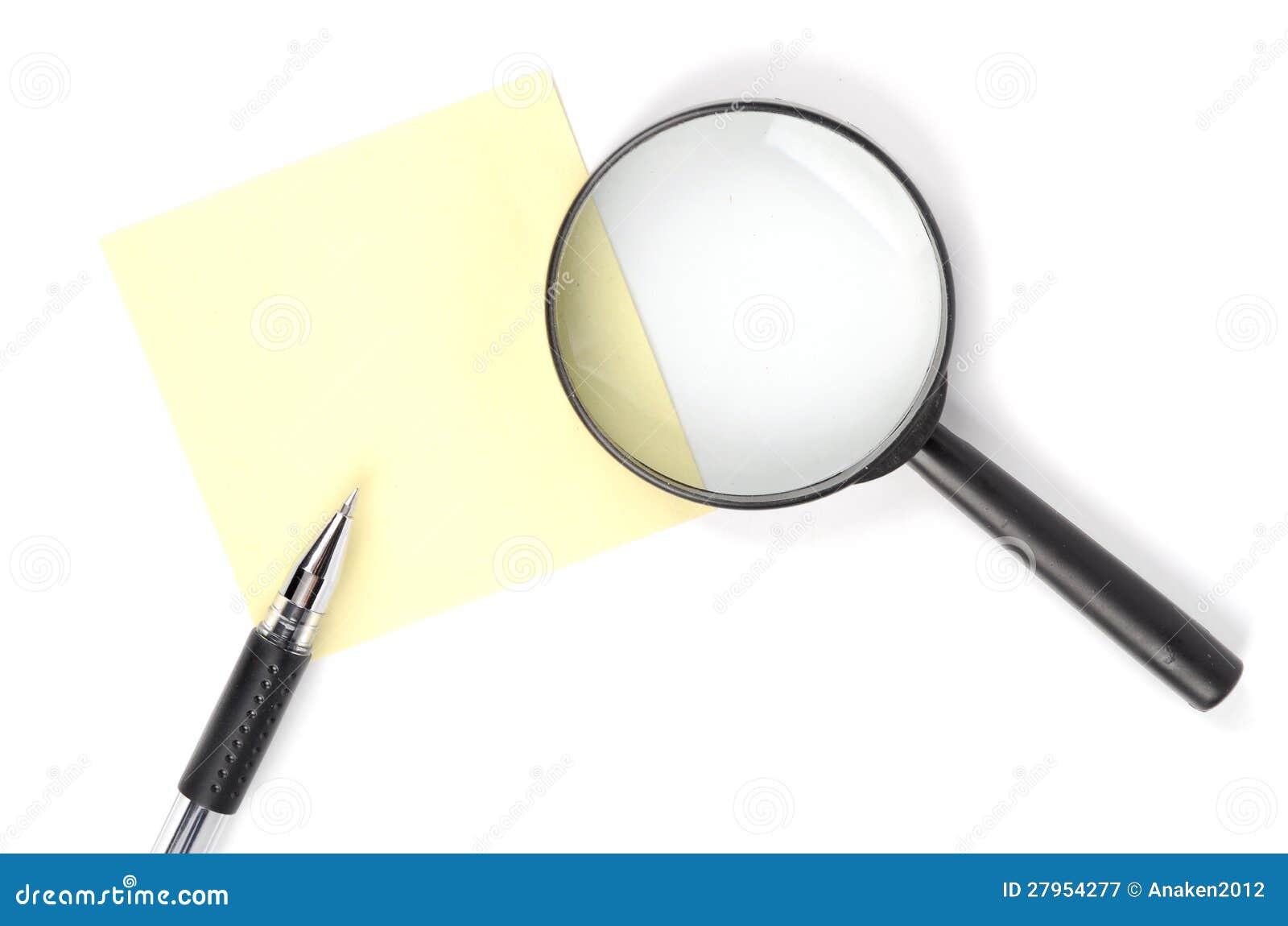 Magnifier,pen and Notepaper Stock Image - Image of notepad, business ...