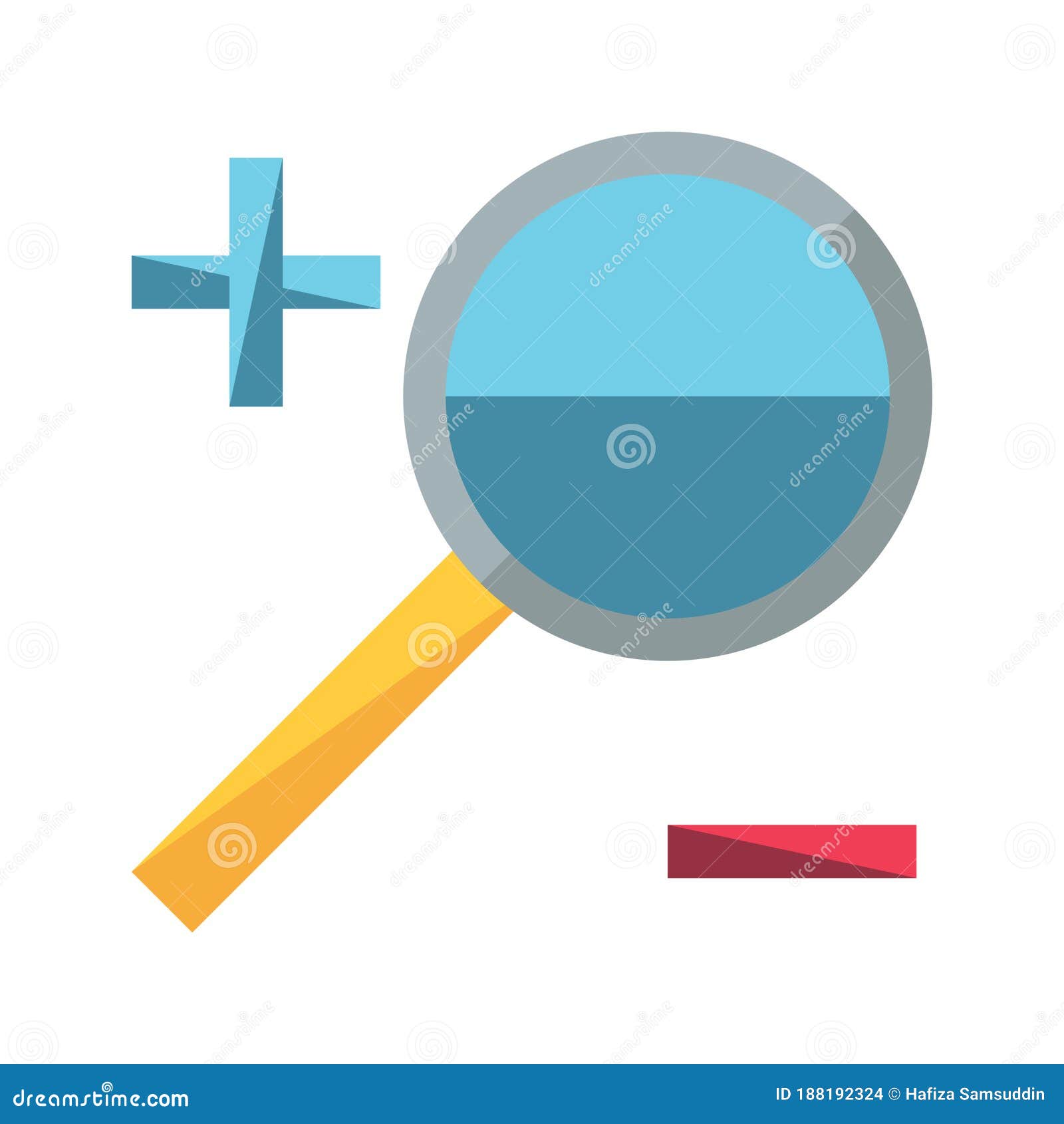 Magnifier with Plus and Minus Sign. Vector Illustration Decorative ...