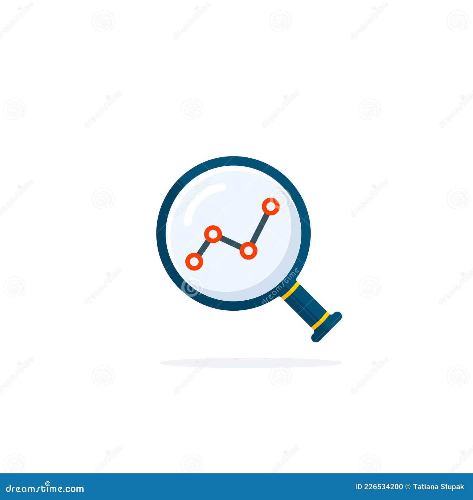 Magnifier with Rising Bars Chart Graph Vector Icon. Flat Style Isolated ...