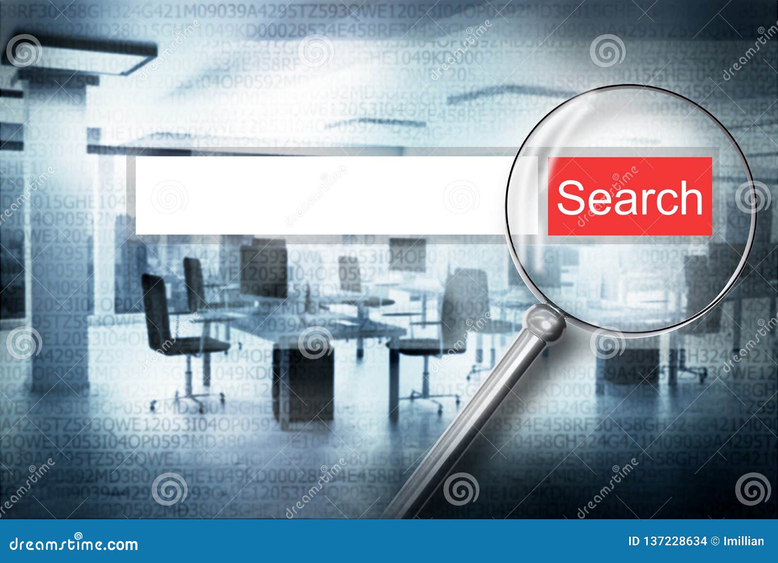 Magnifier Scan Web Search Bar Alert Button with Modern Office ...