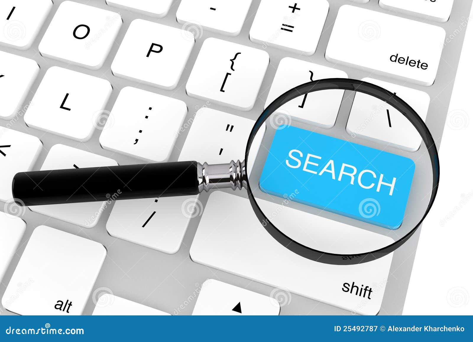 Magnifier with Search key stock illustration. Illustration of problem ...