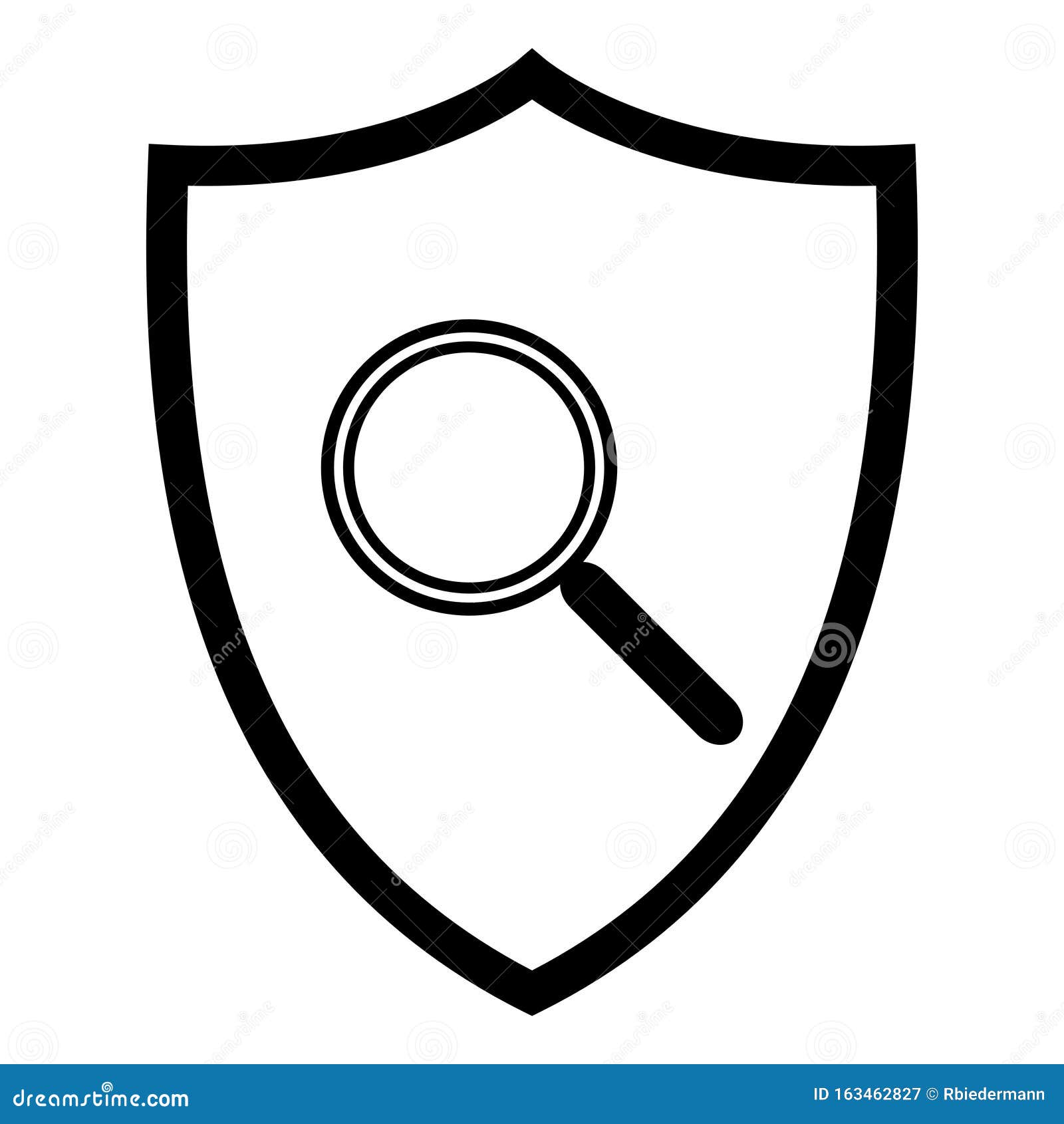 Magnifier and shield stock vector. Illustration of safety - 163462827