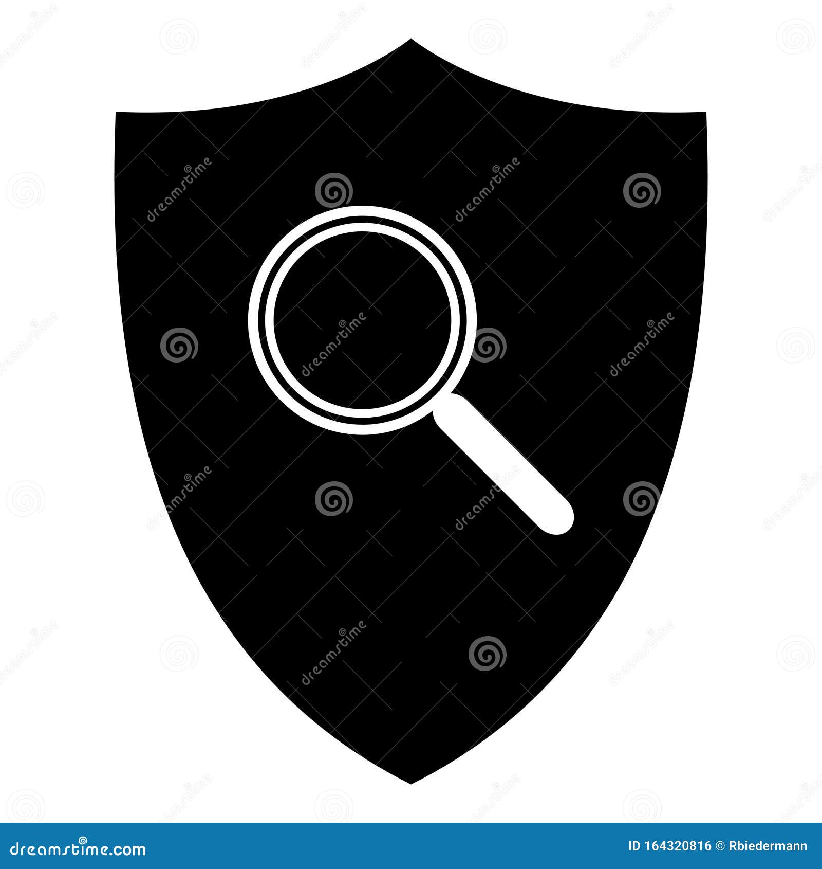 Magnifier and shield stock vector. Illustration of safety - 164320816