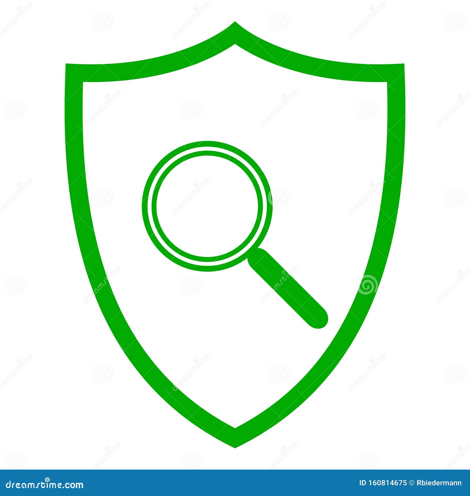 Magnifier and shield stock vector. Illustration of search - 160814675