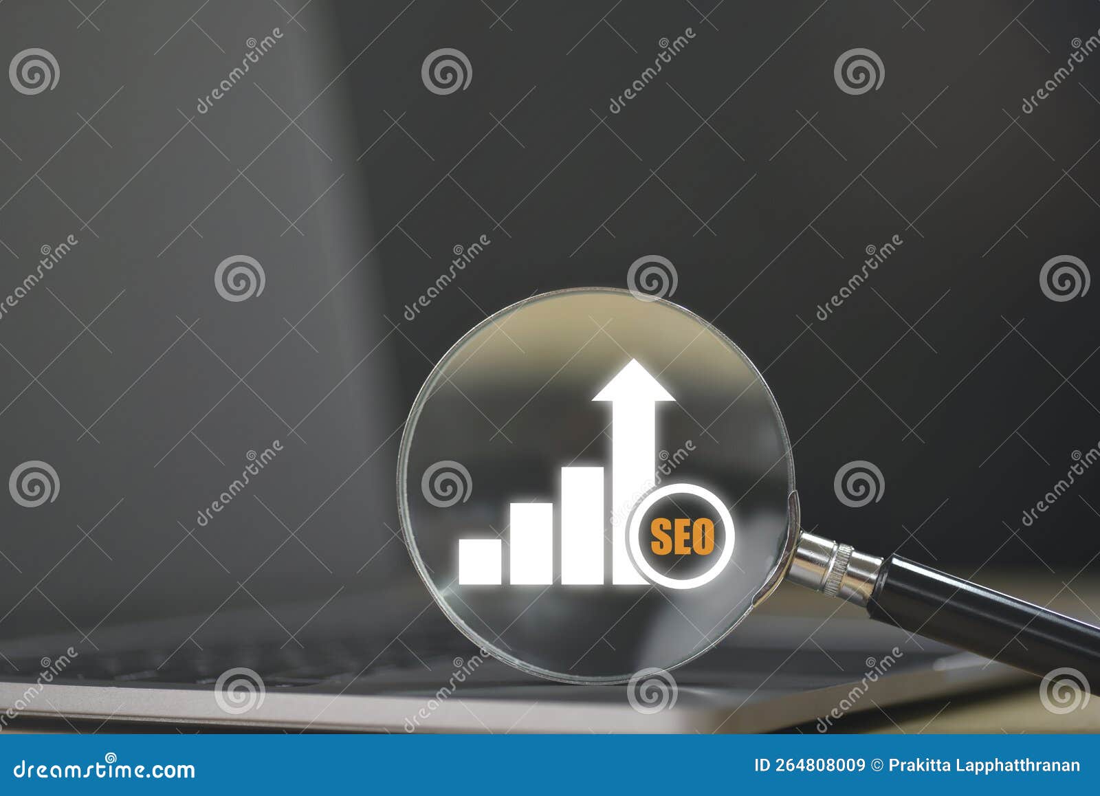 Magnifier Shows Growth Graph and Shows SEO Concept, Optimization ...
