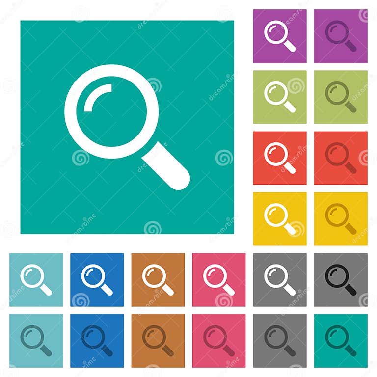 Magnifier Square Flat Multi Colored Icons Stock Vector - Illustration ...
