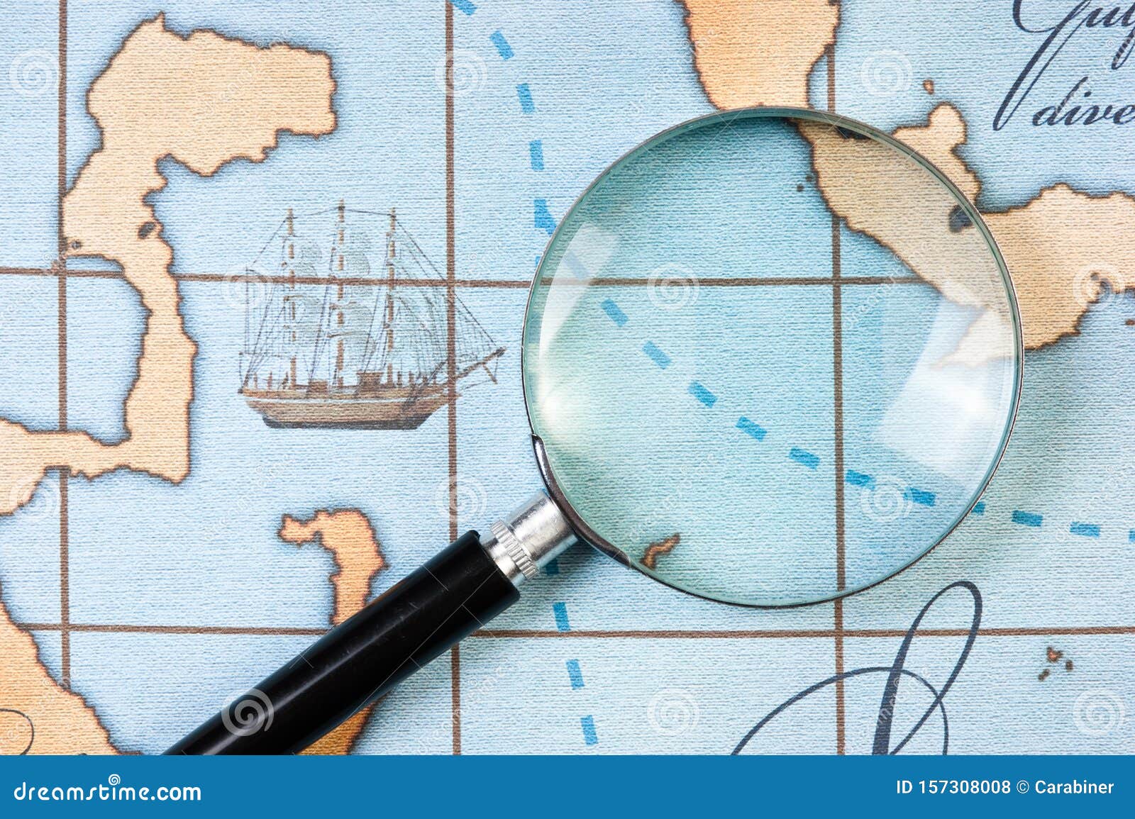 Magnifier on map stock photo. Image of guidance, plan - 157308008