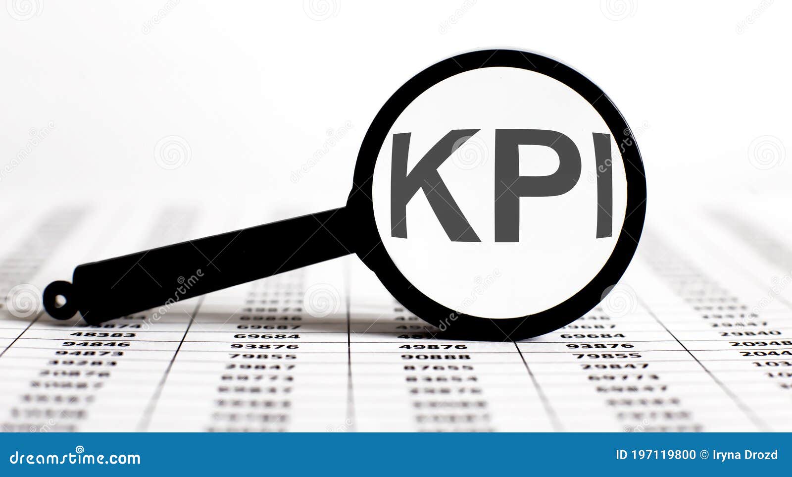 Magnifier with Text KPI on the Chart Background Stock Photo - Image of ...