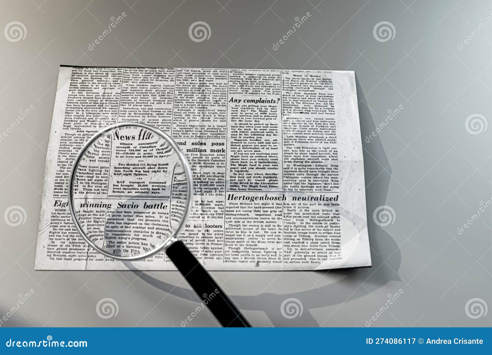 Magnifier Tool on a Newspaper Stock Illustration - Illustration of ...