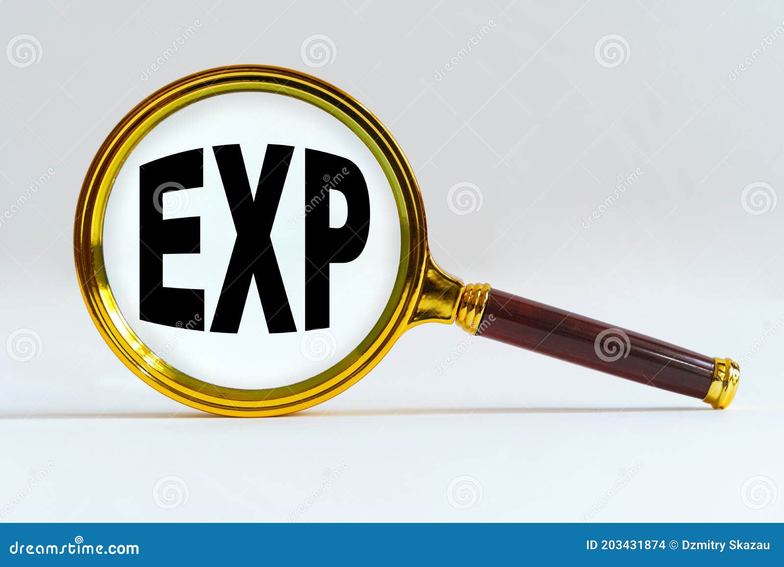 Magnifier on a White Background, Inside the Text is Written - EXP Stock ...