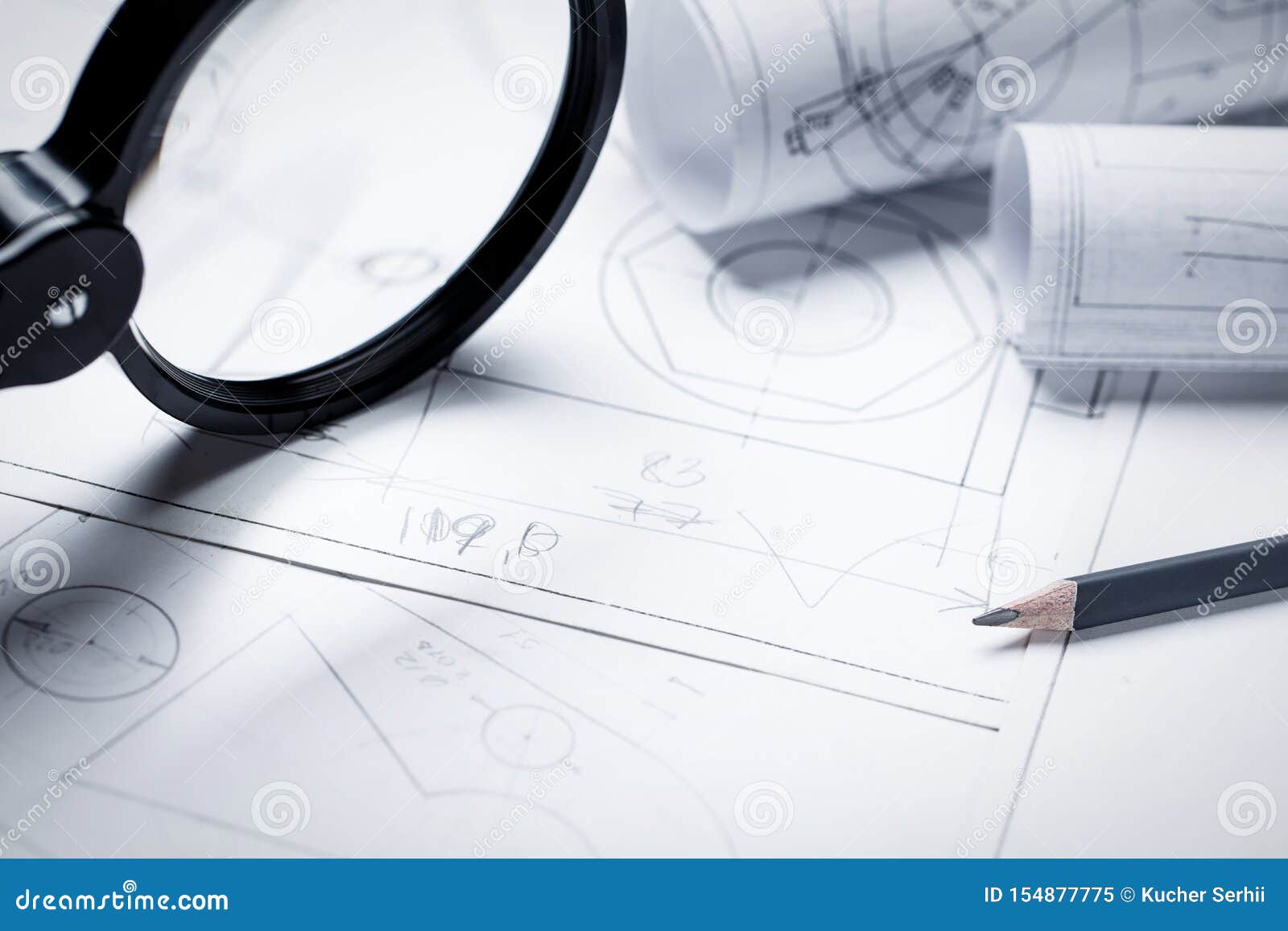 Magnifier for Work with Small Details of the Engineering Drawing Stock ...