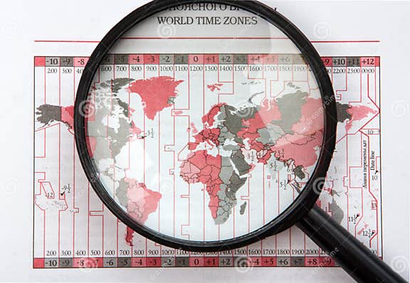 Magnifier on world map stock image. Image of continent - 2824919