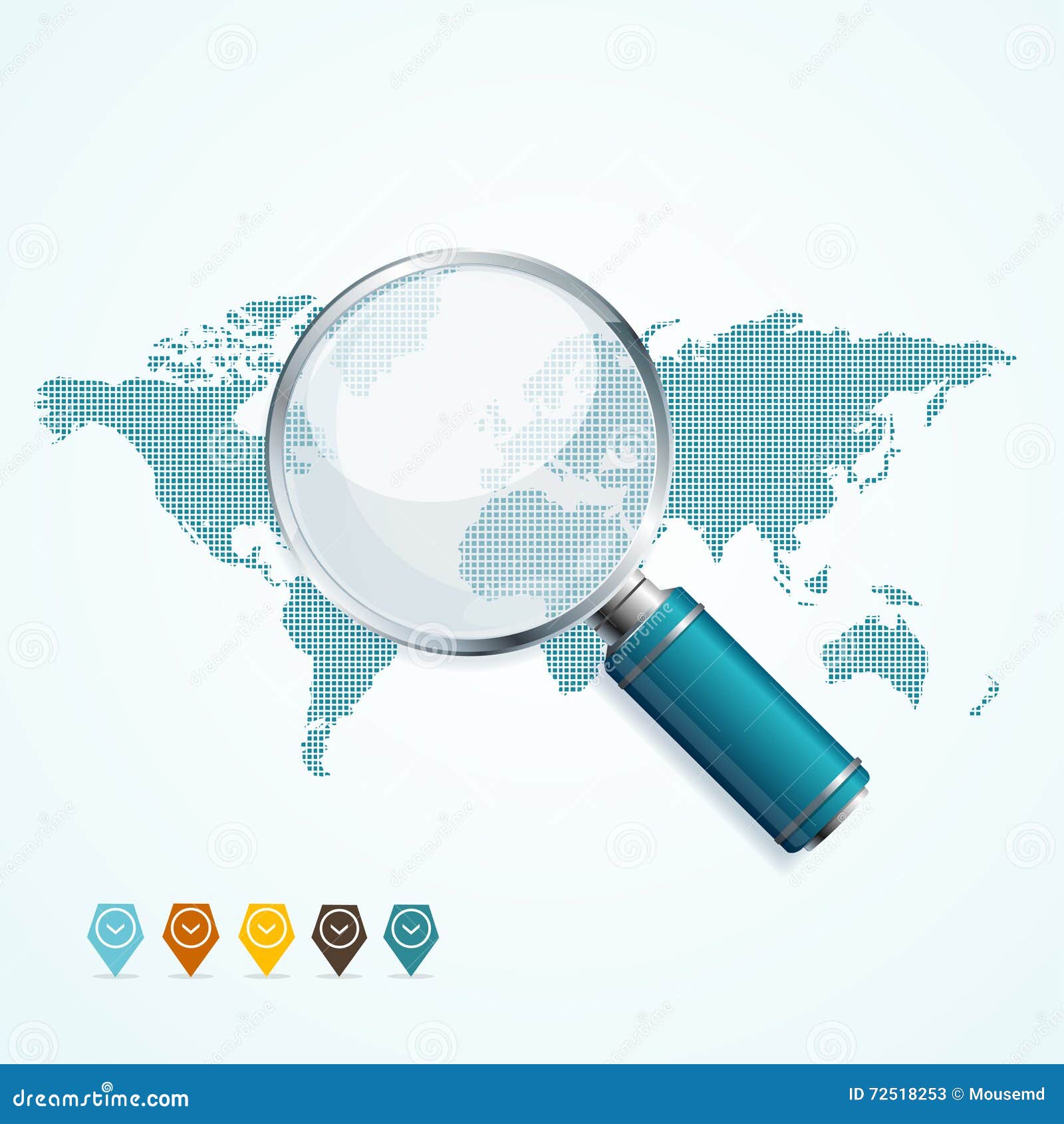 Magnifier and World Map. Vector Stock Vector - Illustration of looking ...