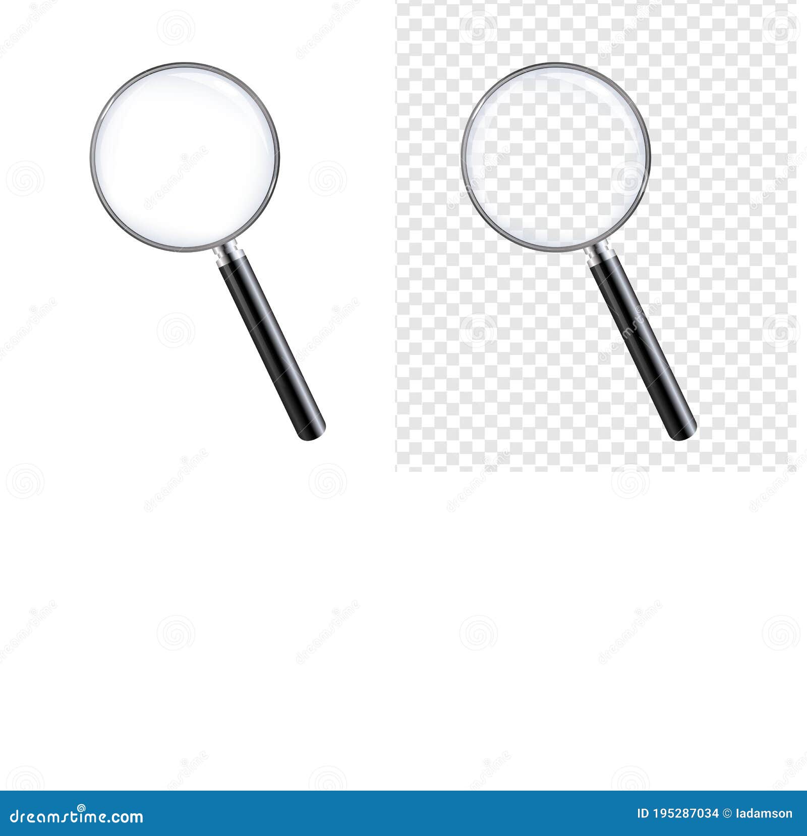Magnifiers Set Isolated White And Transparent Background Vector ...