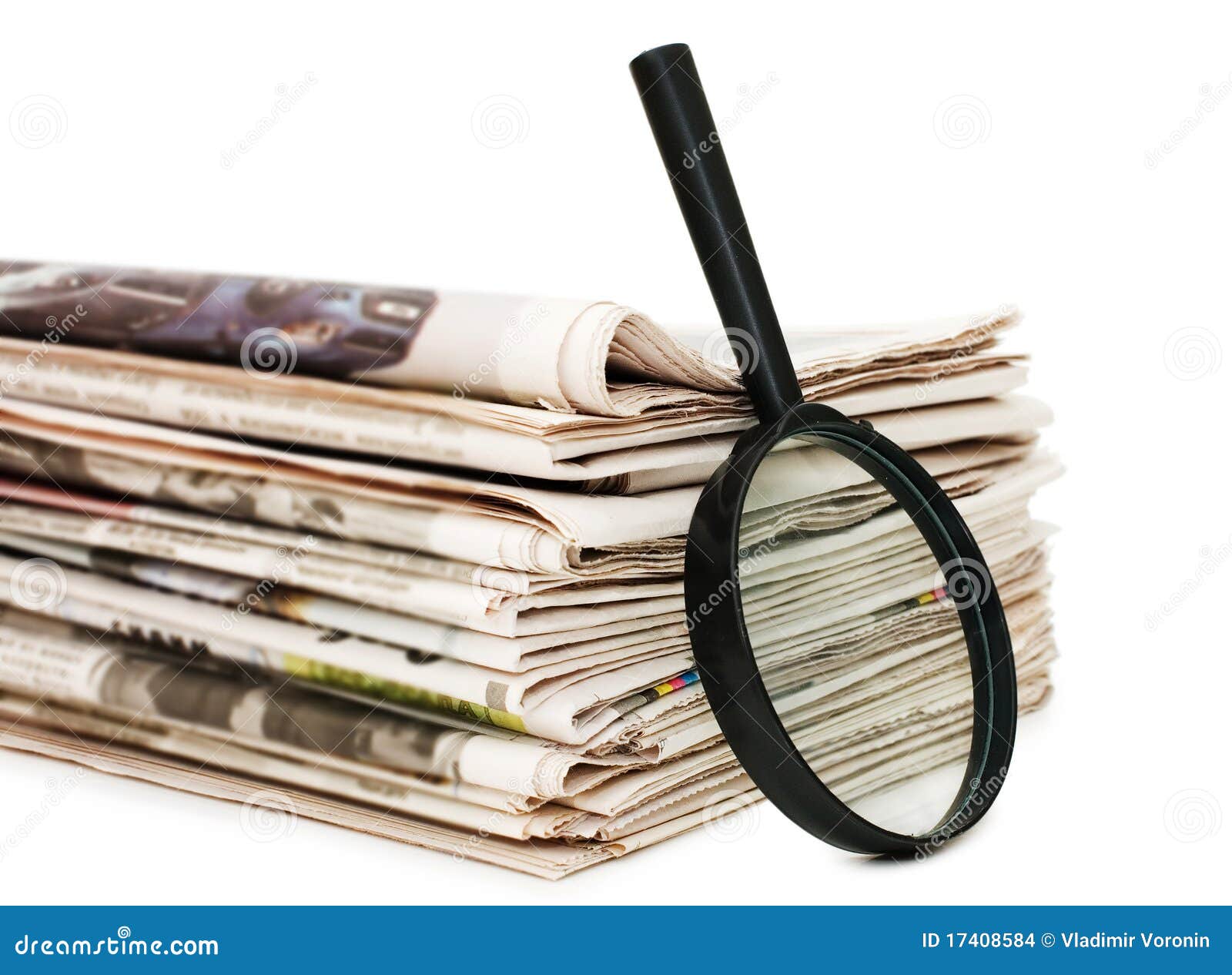 Magnify Glass Over a Stack of Newspaper Stock Photo - Image of ...