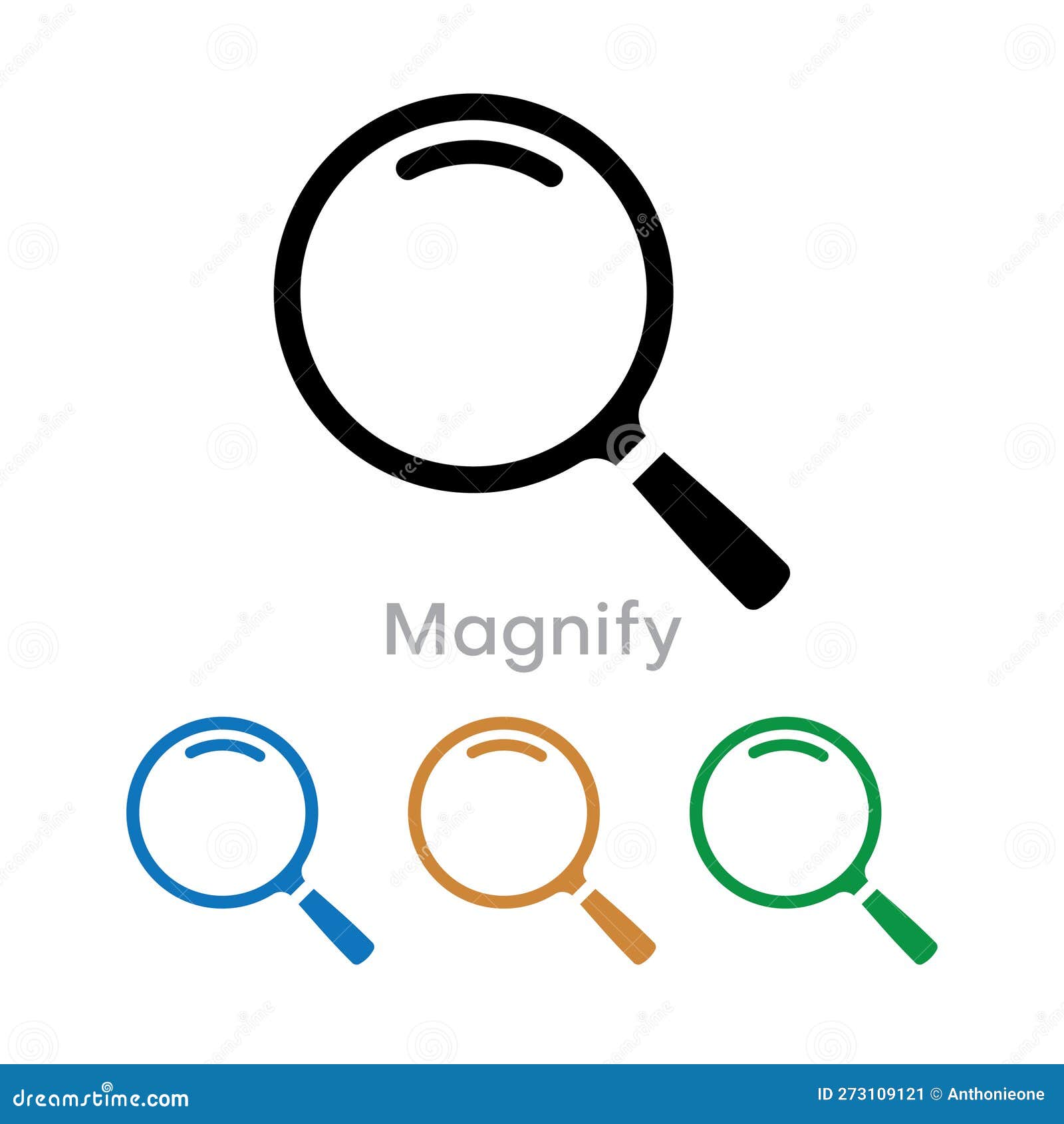Magnify or Search Icon Isolated Flat Design Vector Illustration Stock ...