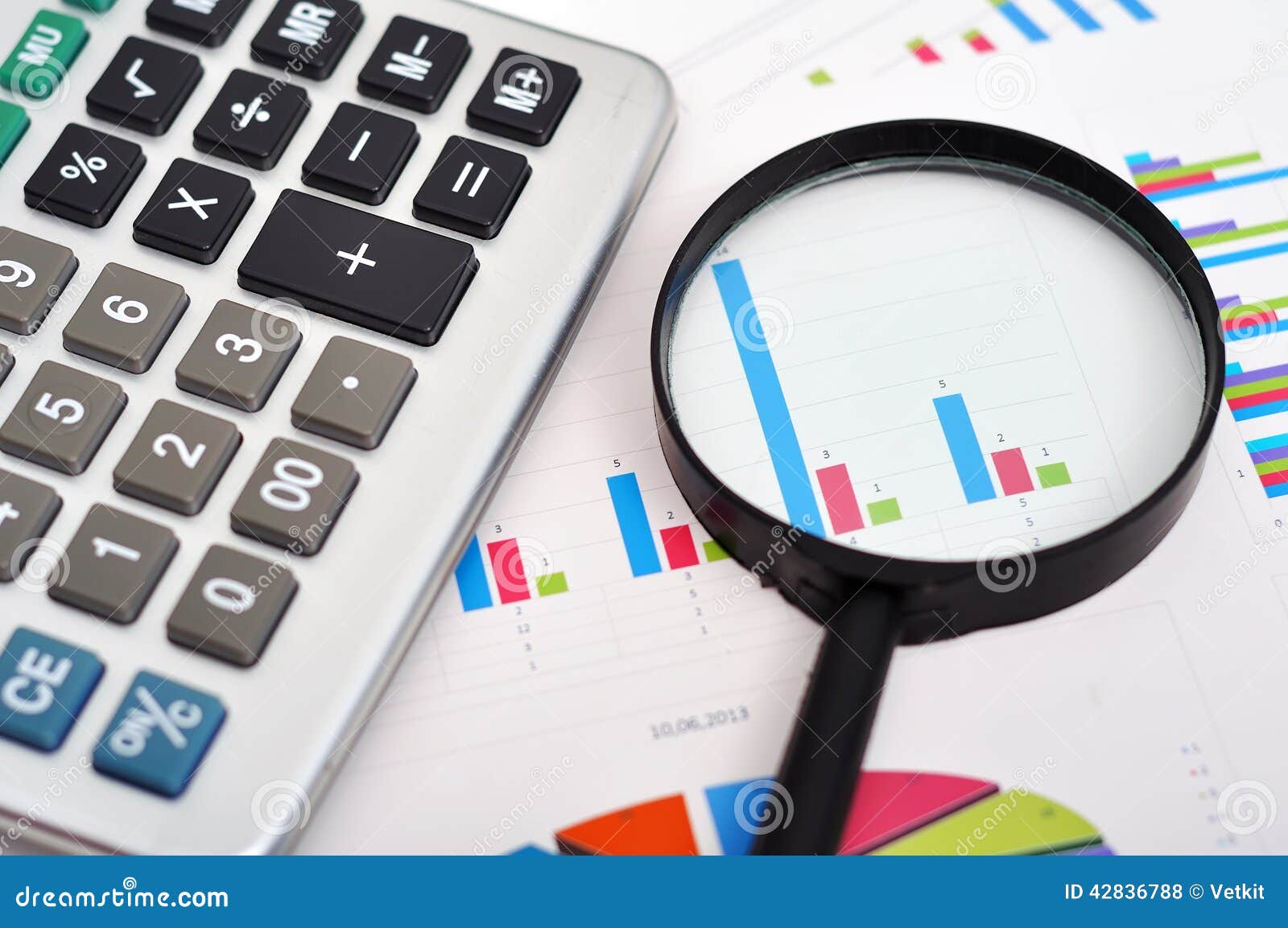 Magnifying and calculator stock photo. Image of budgeting - 42836788