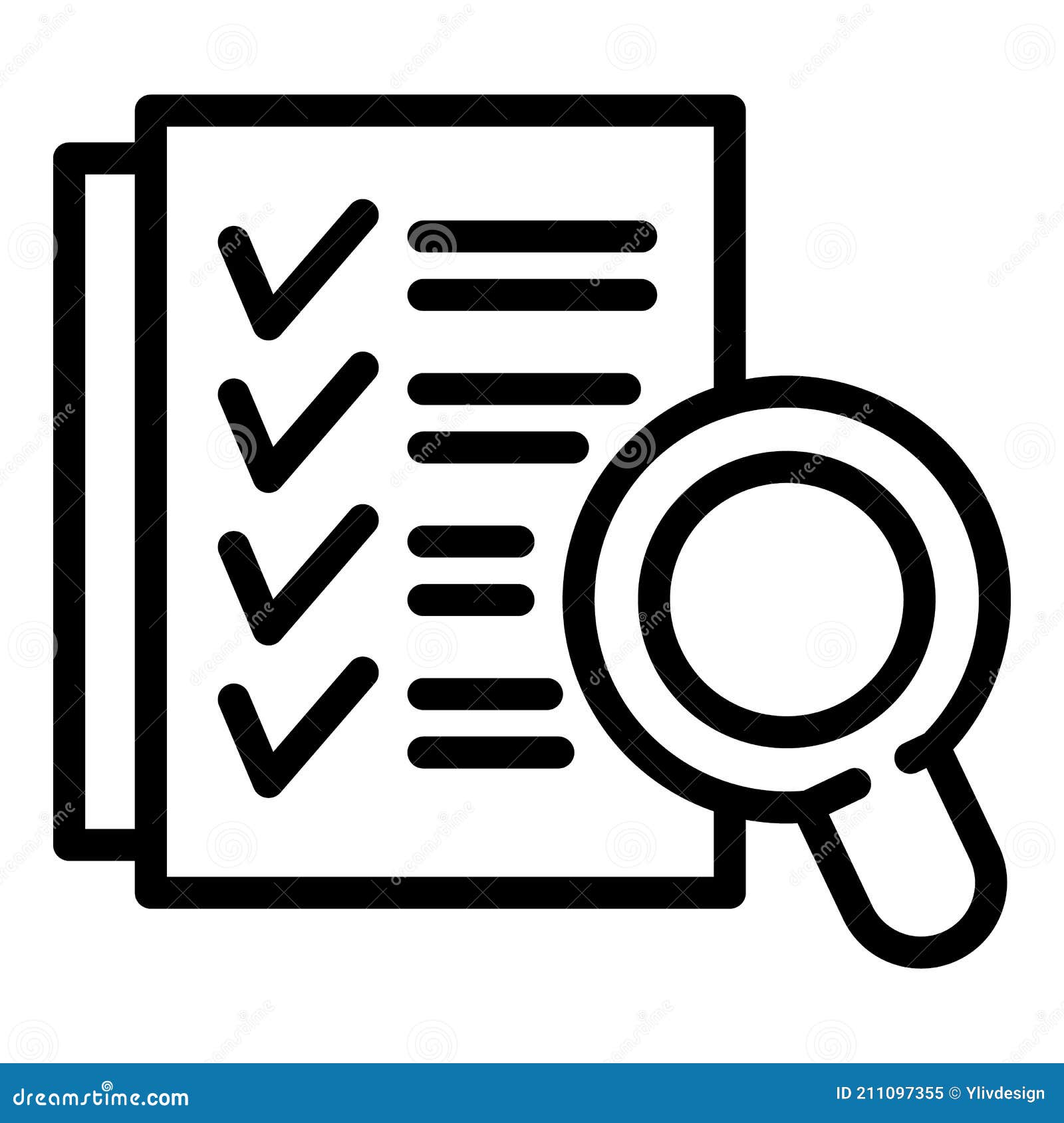Magnifying Checklist Icon Color Outline Vector | CartoonDealer.com ...