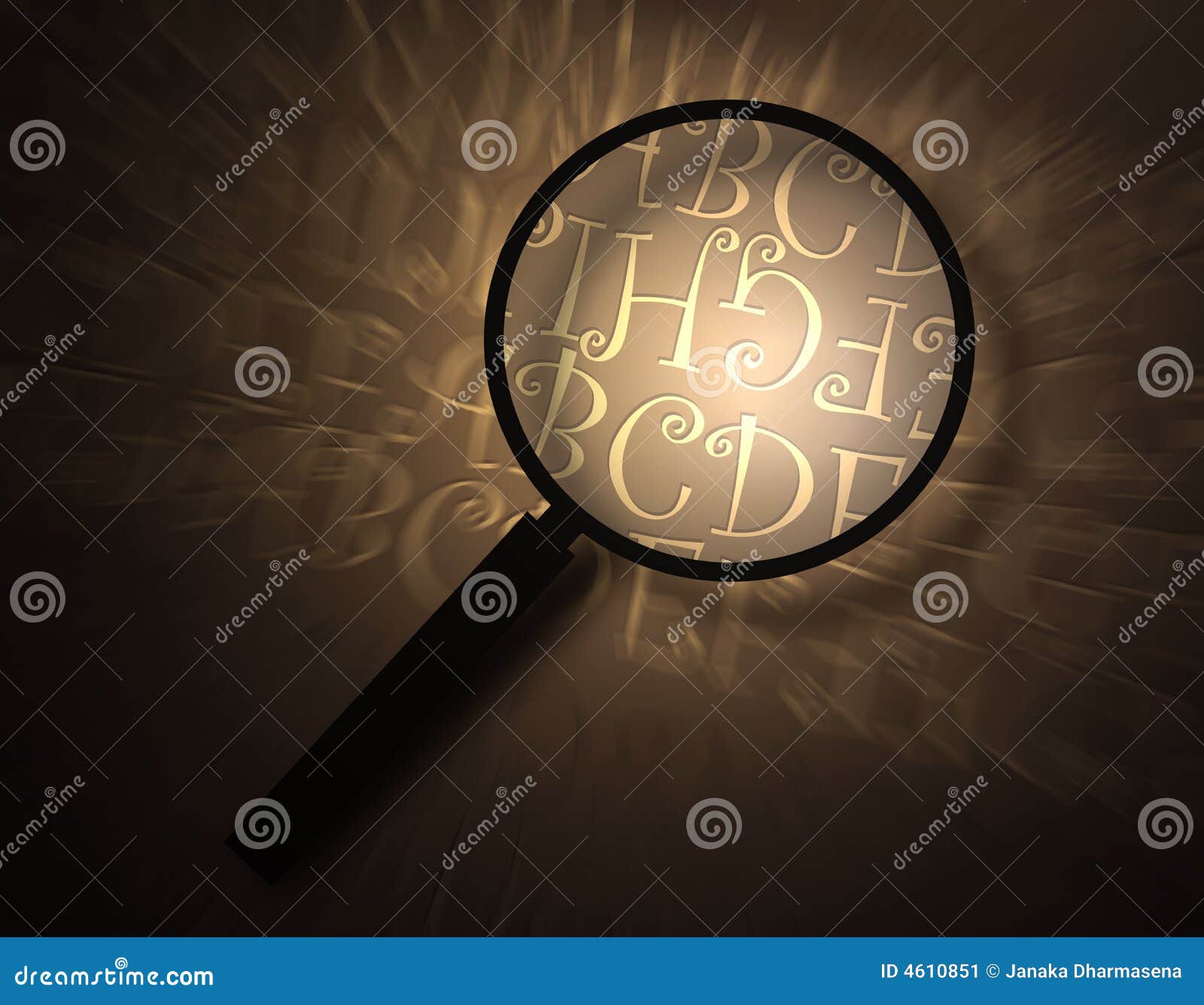 Magnifying Glass with Abstract Text Stock Illustration - Illustration ...