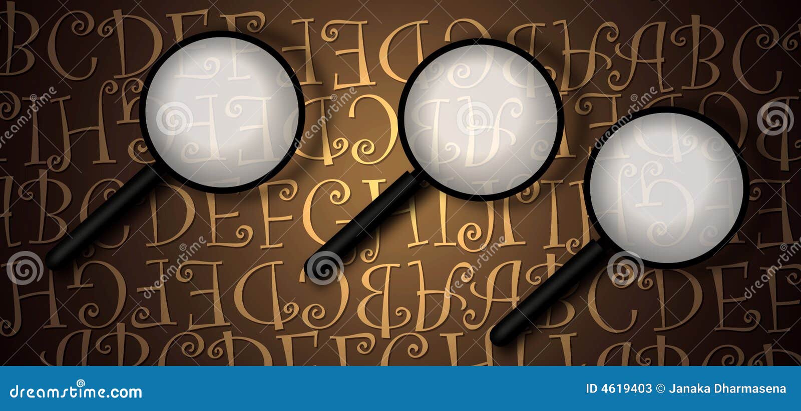 Magnifying Glass with Abstract Text Stock Illustration - Illustration ...