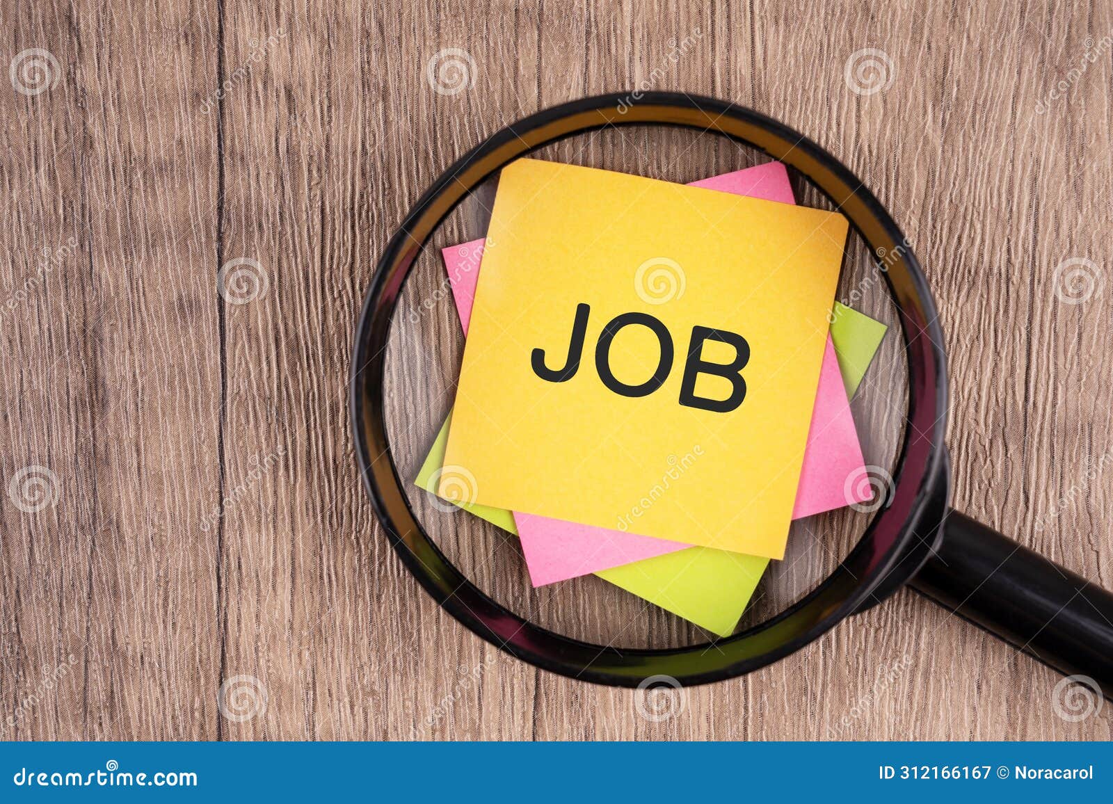 Magnifying Glass and Adhesive Note with Word JOB Stock Image - Image of ...