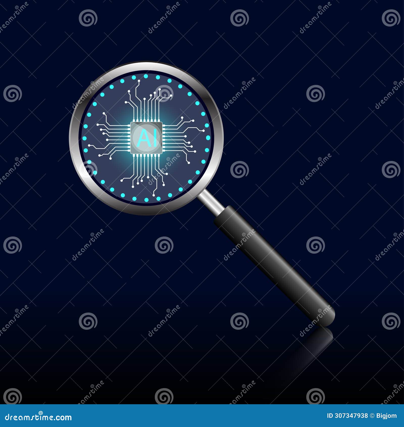 Magnifying Glass with Ai Data Icon, Ai(Artificial Intelligence) Chatbot ...