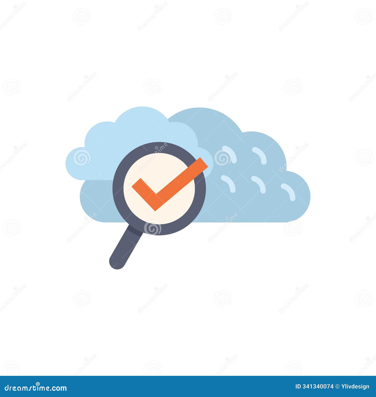 Magnifying Glass Analyzing Cloud Computing Data with Check Mark Symbol ...